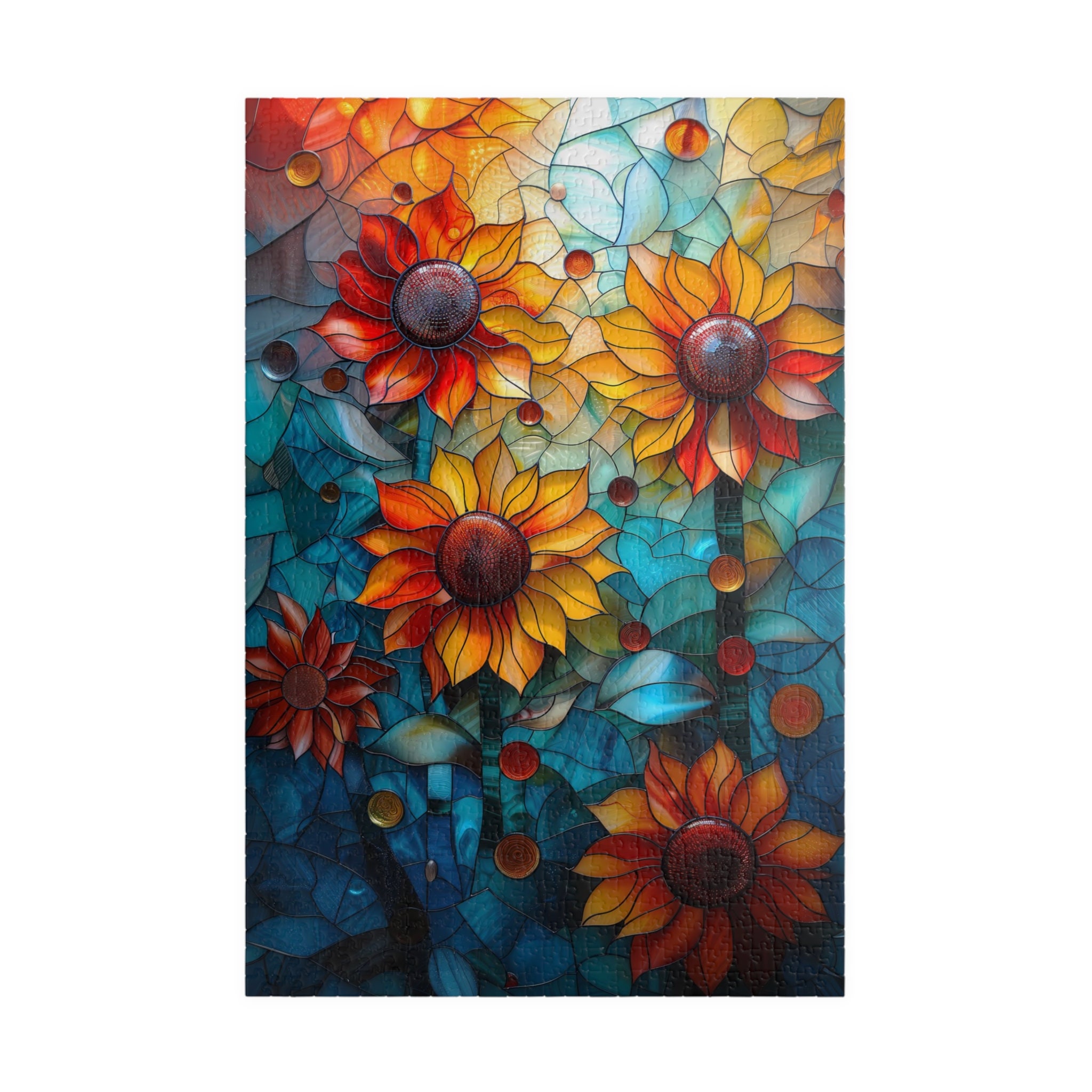 Stained Glass Sunflower Jigsaw Puzzle, Adult Jigsaw Puzzle, Mosaic Art ...
