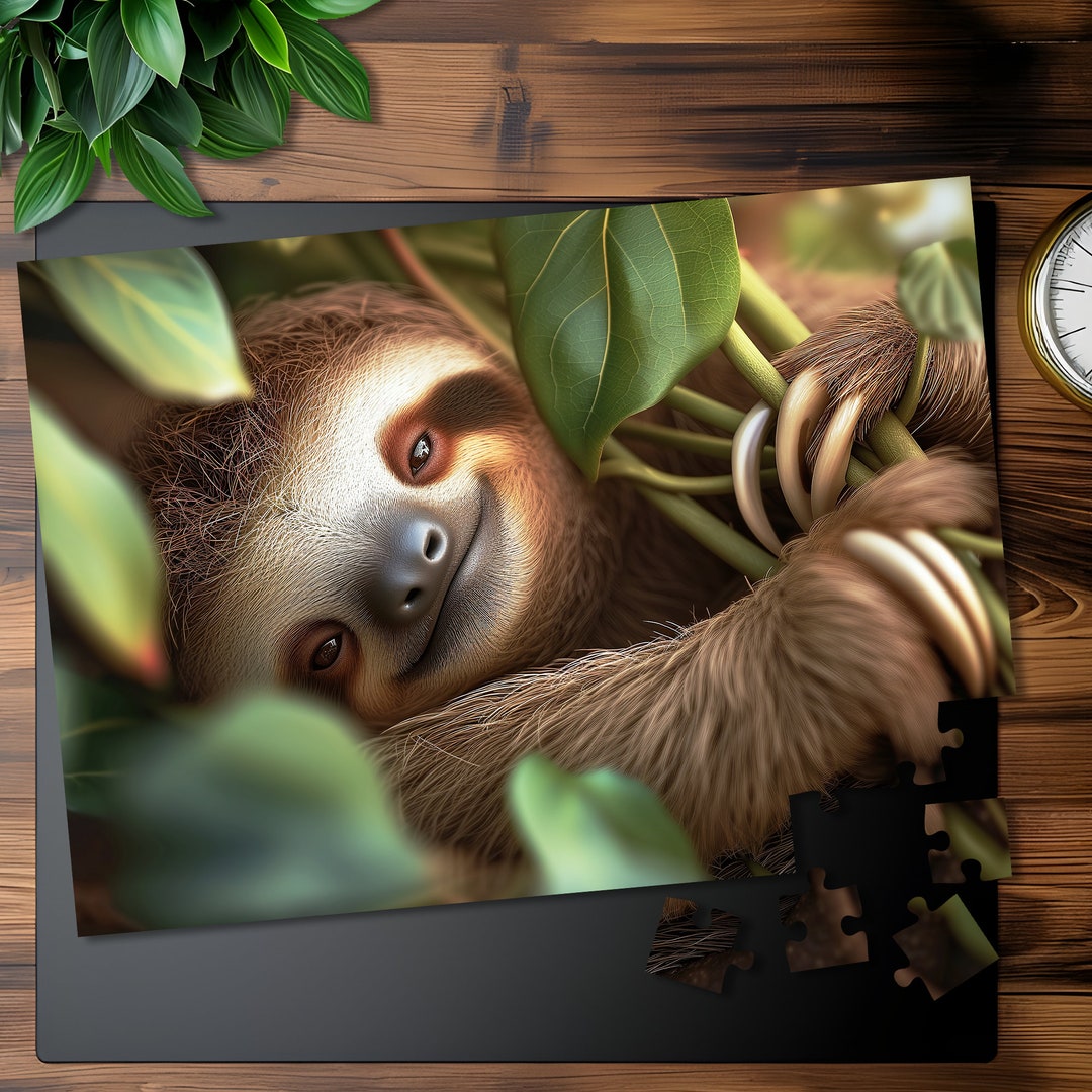 Hanging Cute Sloth Jigsaw Animal Puzzles for Adults, Jungle Puzzle, 500 ...