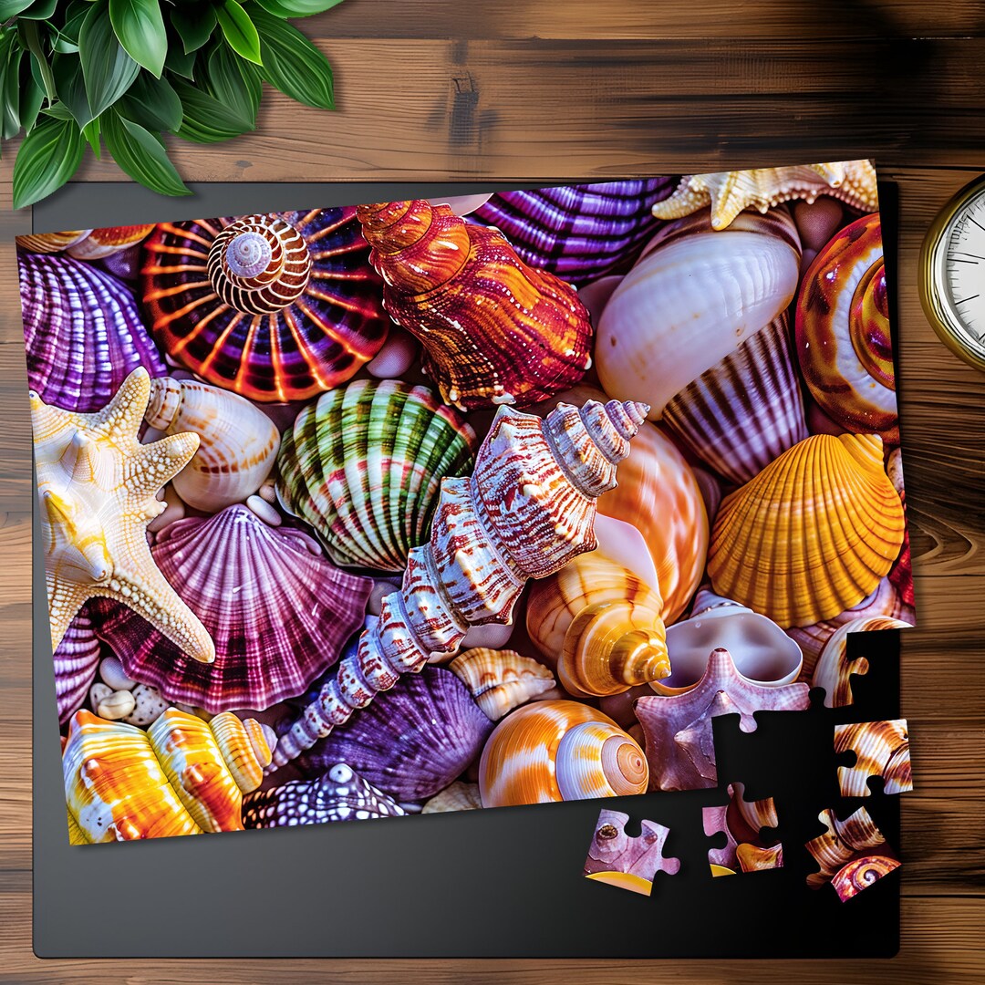 Sea Shells Nature Puzzle, Nautical Theme Gift for Beach Lover, Seashell ...