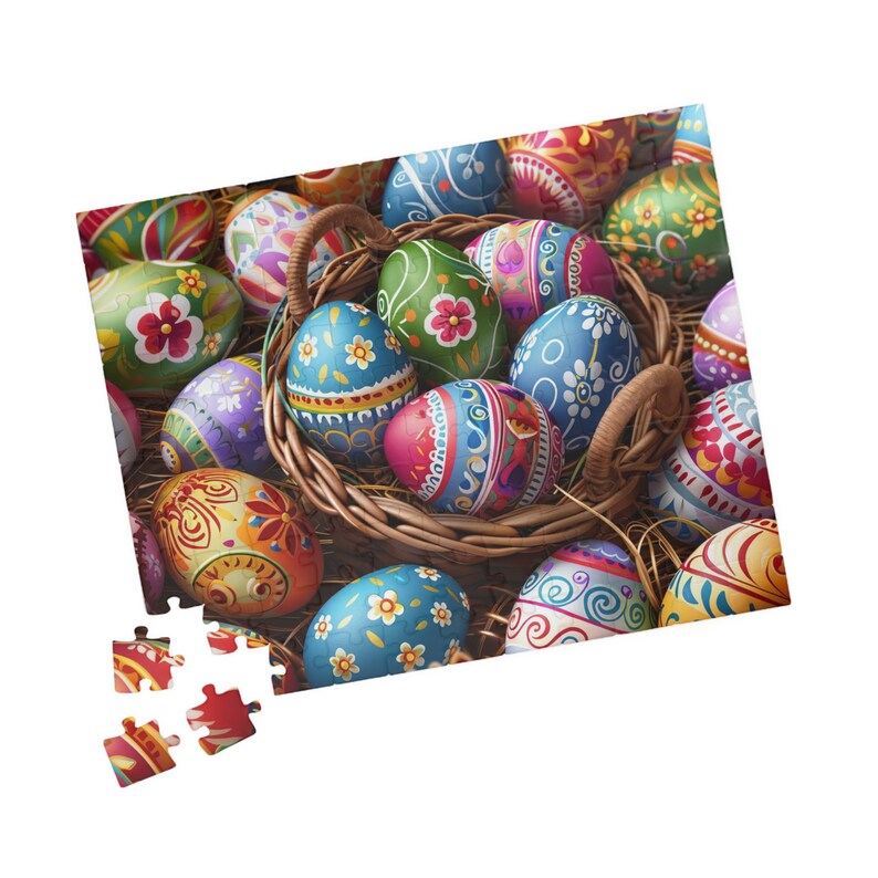 Happy Easter Basket Colorful Jigsaw Puzzle 100, 200, 500, 1000 Pices ...