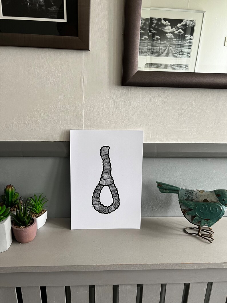Black and White Gothic Noose Art Print A4 - Etsy