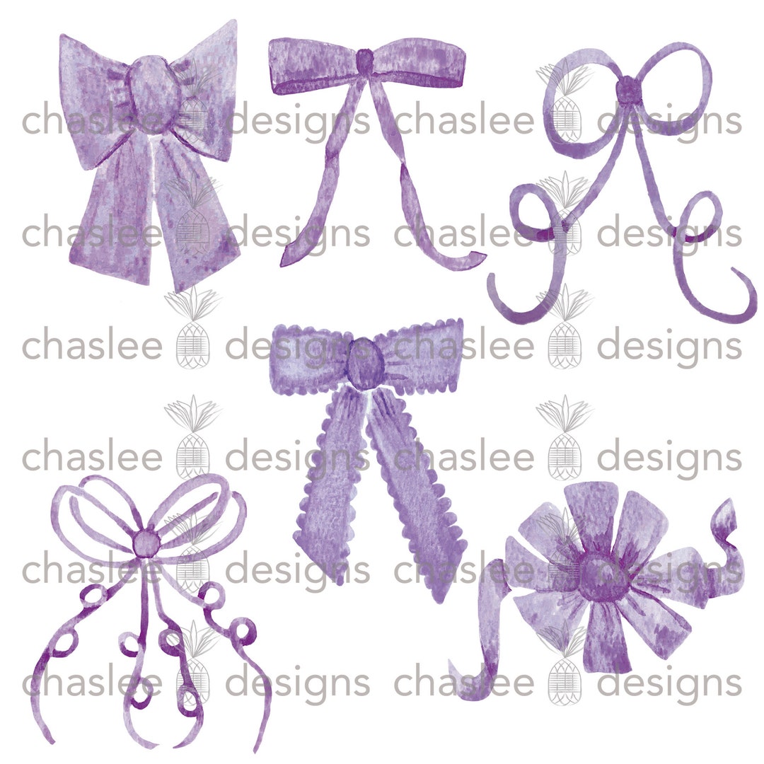 Purple Bows Watercolor Clip Art- Instant Download - Etsy