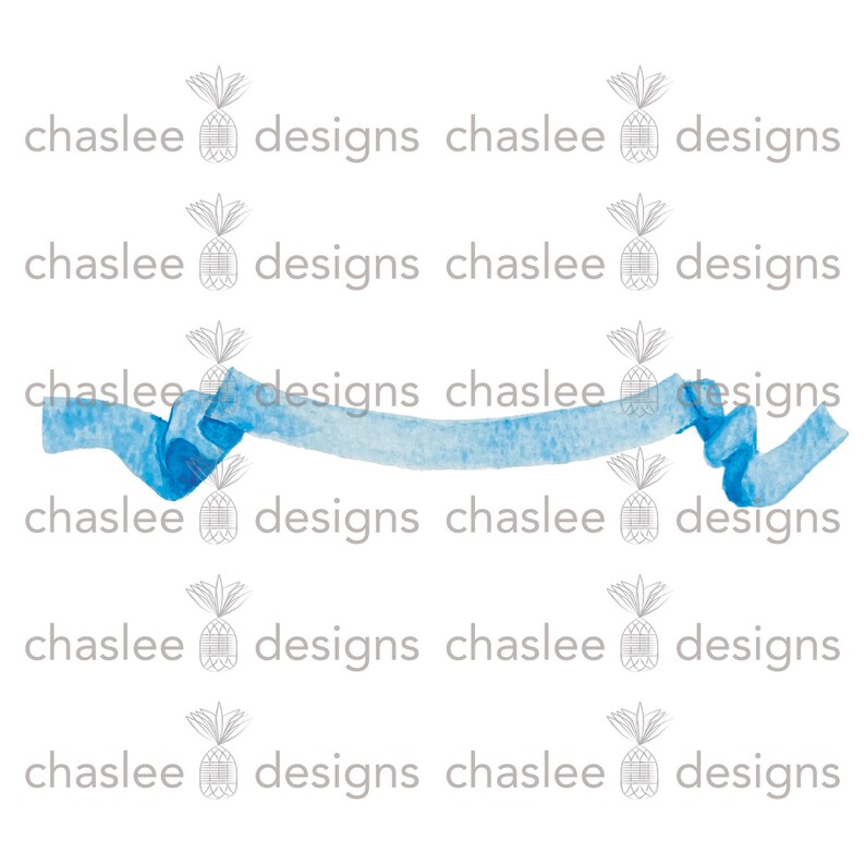 Watercolor Light Blue Ribbon Banner Clipart - Instant Download - Etsy