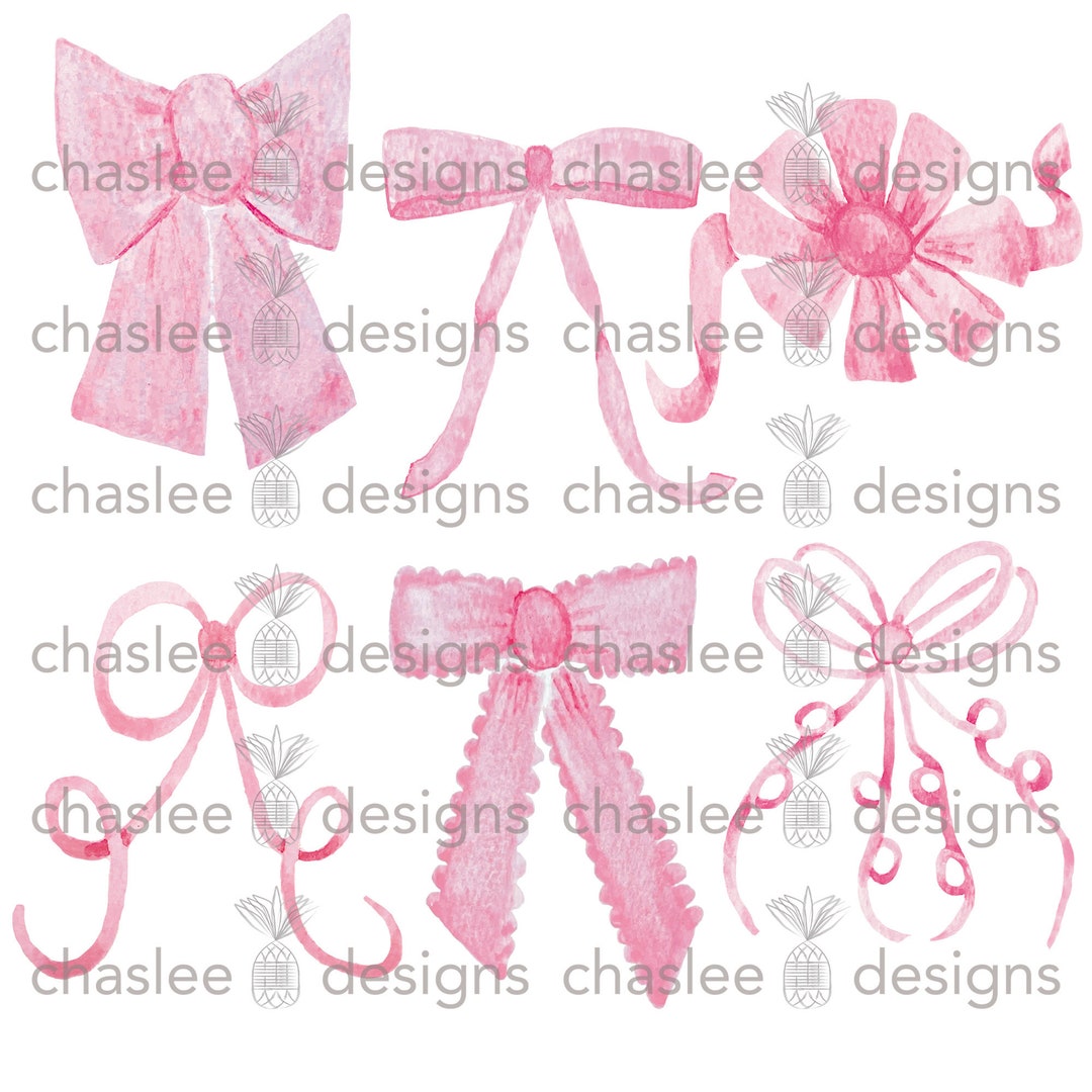 Bows Light Pink Watercolor Instant Download Clip Art - Etsy