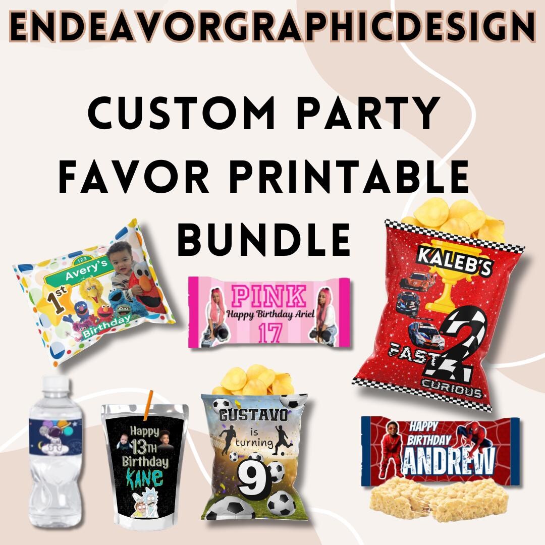 Custom Party Favor Printables I Design, You Print Custom Party Treat ...
