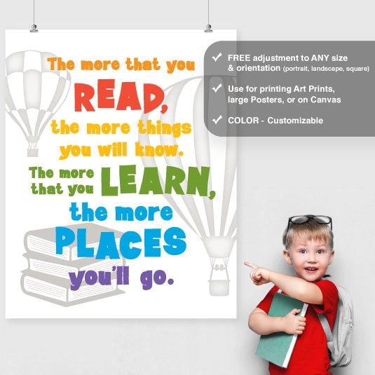 Motivational Quote for Kids, Inspirational Poster for Playroom, Reading ...