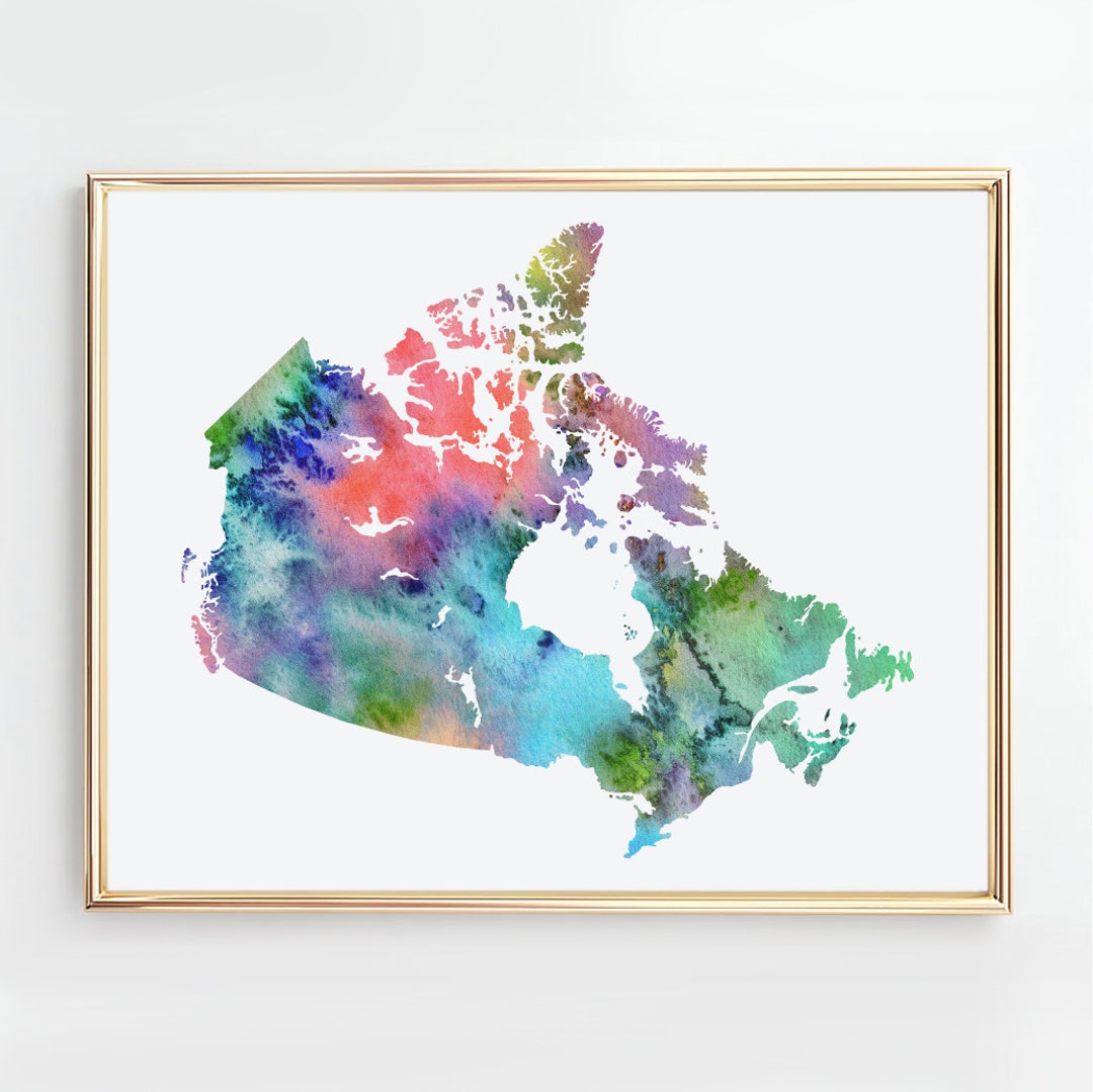 Large Canada Watercolor Map, Canada Map Printable, Abstract Canada Art ...