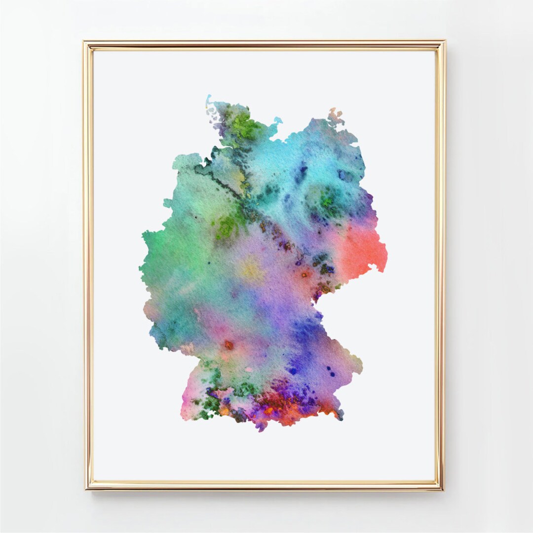 Germany Watercolor Map Art Print, Large Colorful Abstract, Germany ...