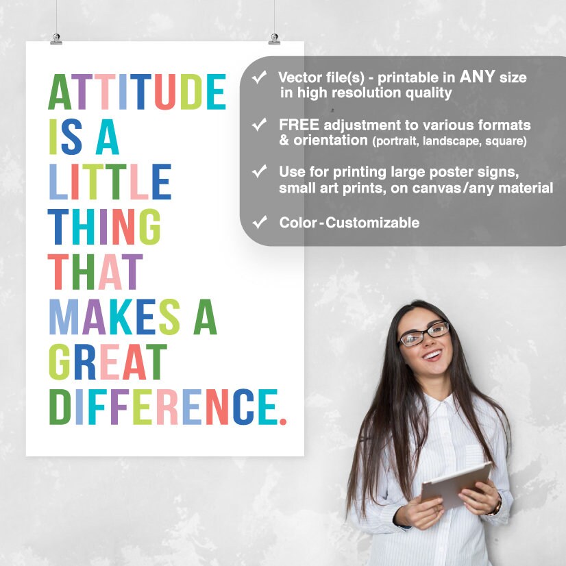 Inspirational Quote Poster Large Size, Attitude Quote Sign Digital ...