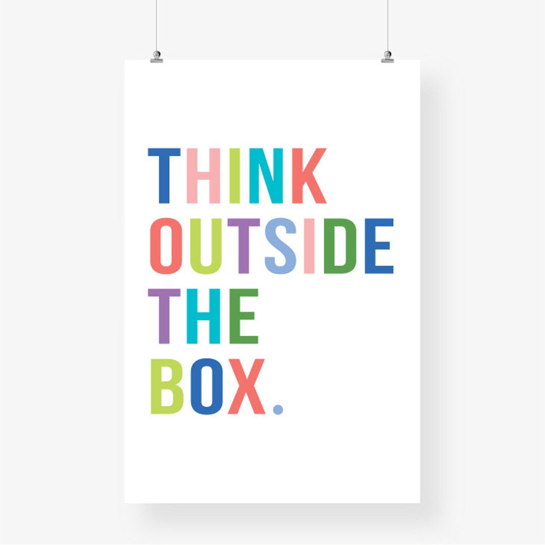 Think Outside the Box, Colorful Inspirational Poster, Large ...