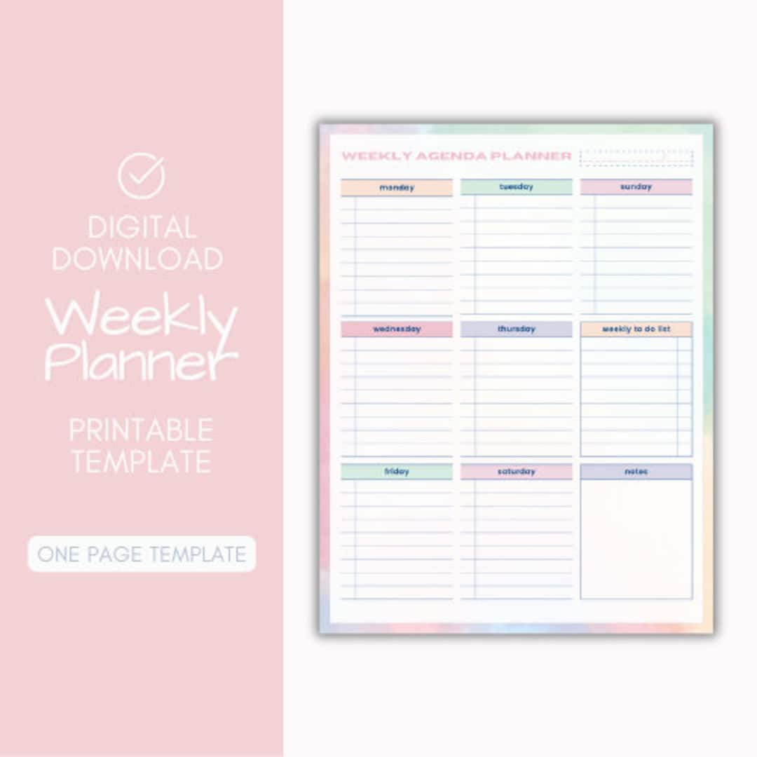 Weekly To-do List Printable, Instant Download, Weekly Colorful Planner ...