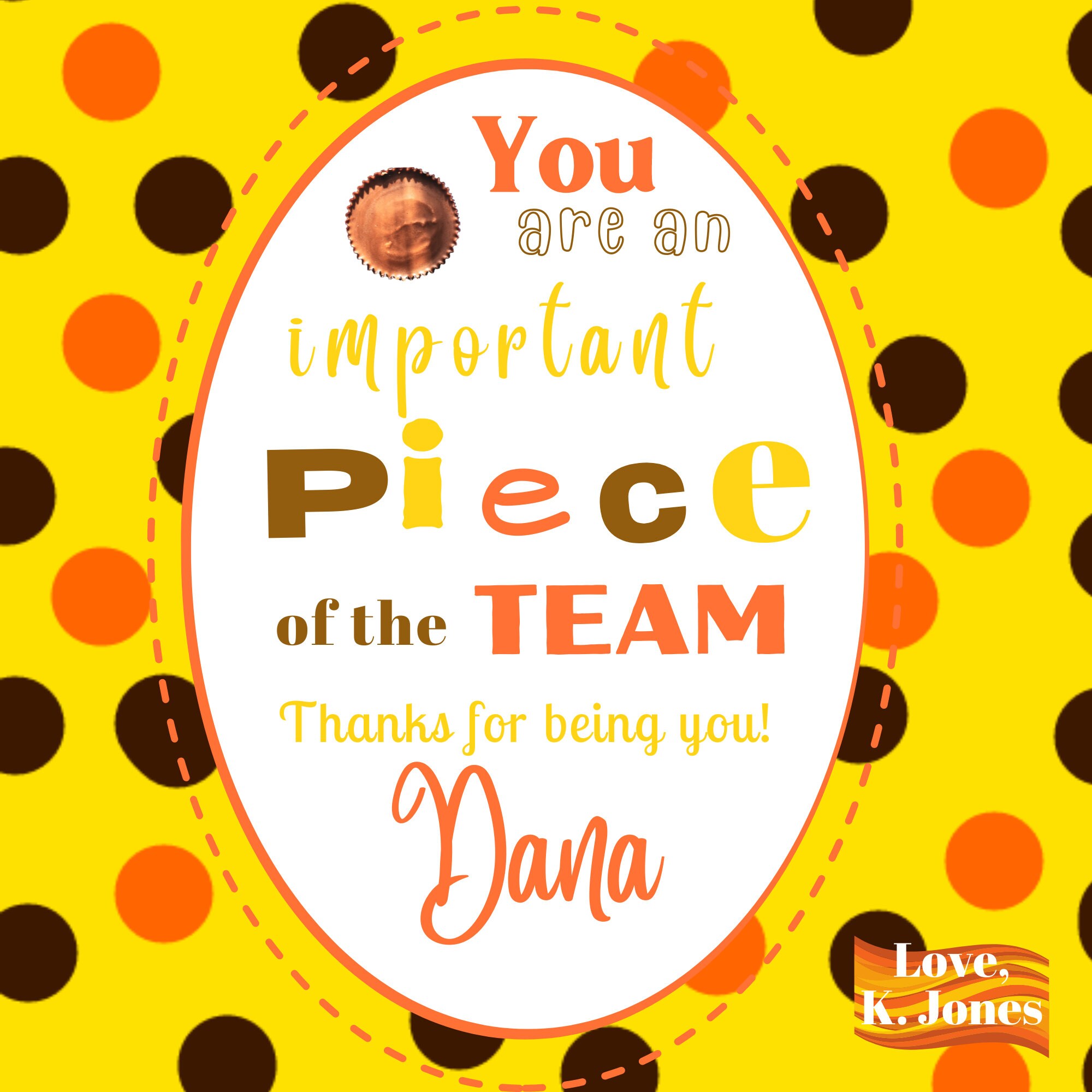 Reese's Editable Themed Thank You/appreciation/affirmation Card for ...