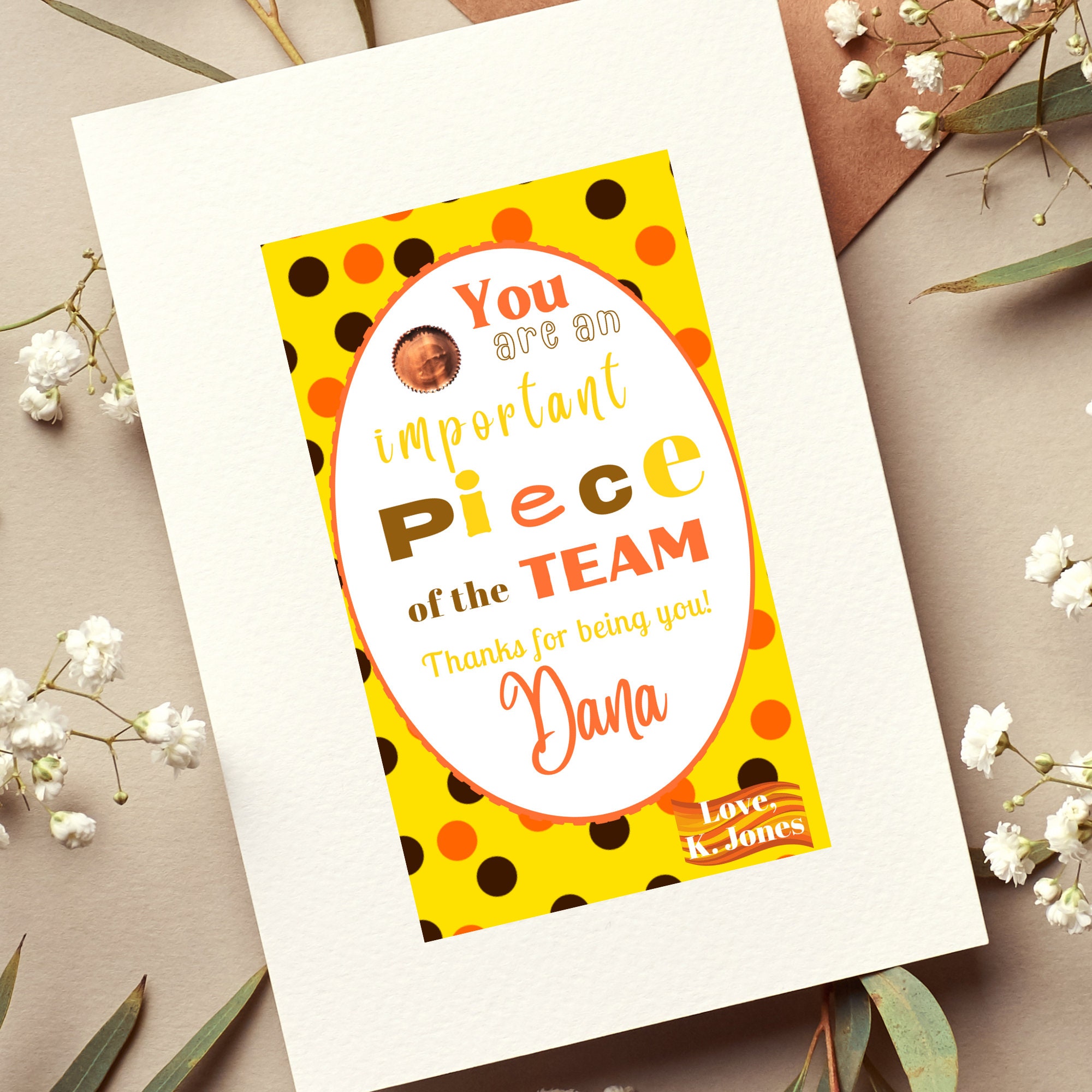 Reese's Editable Themed Thank You/appreciation/affirmation Card for ...