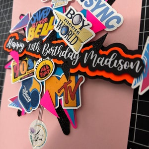 Custom 90s-themed Birthday Cake Topper – Nostalgic TV & Music Icons - Etsy
