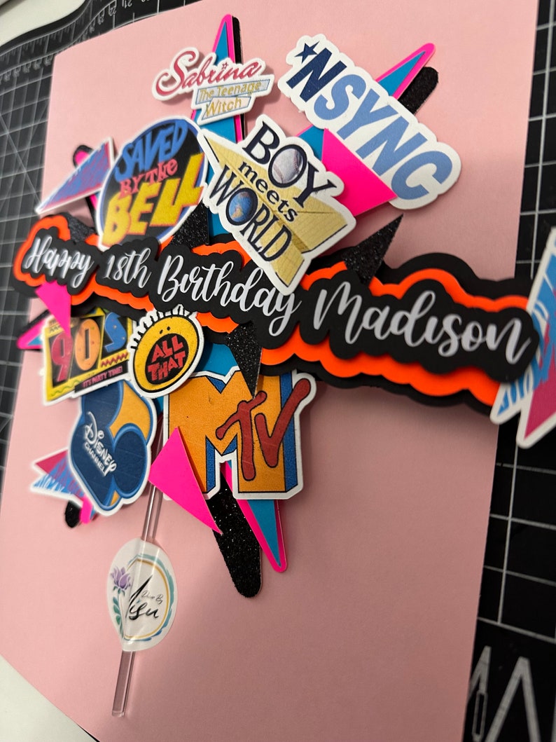 Custom 90s-themed Birthday Cake Topper – Nostalgic TV & Music Icons - Etsy