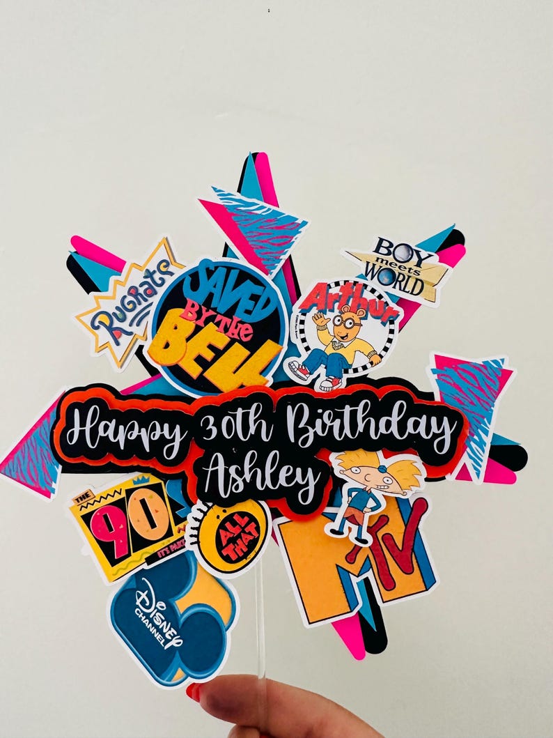 Custom 90s-themed Birthday Cake Topper – Nostalgic TV & Music Icons - Etsy