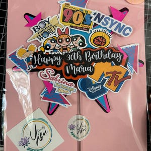 Custom 90s-themed Birthday Cake Topper – Nostalgic TV & Music Icons - Etsy