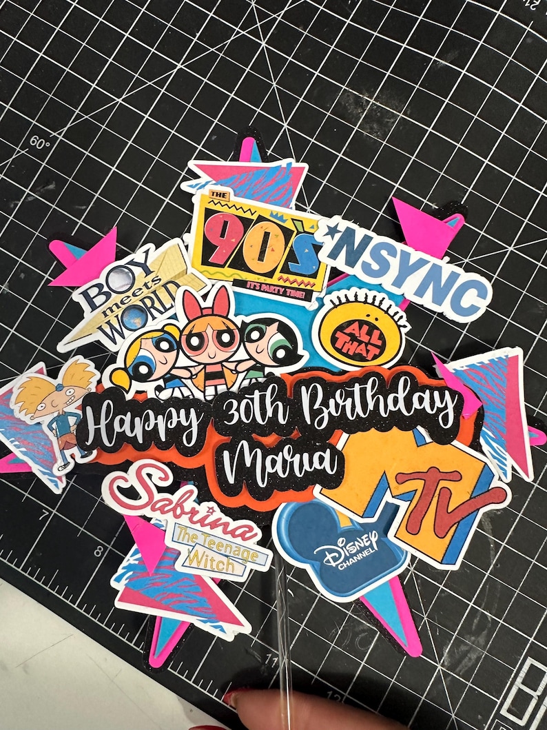 Custom 90s-themed Birthday Cake Topper – Nostalgic TV & Music Icons - Etsy