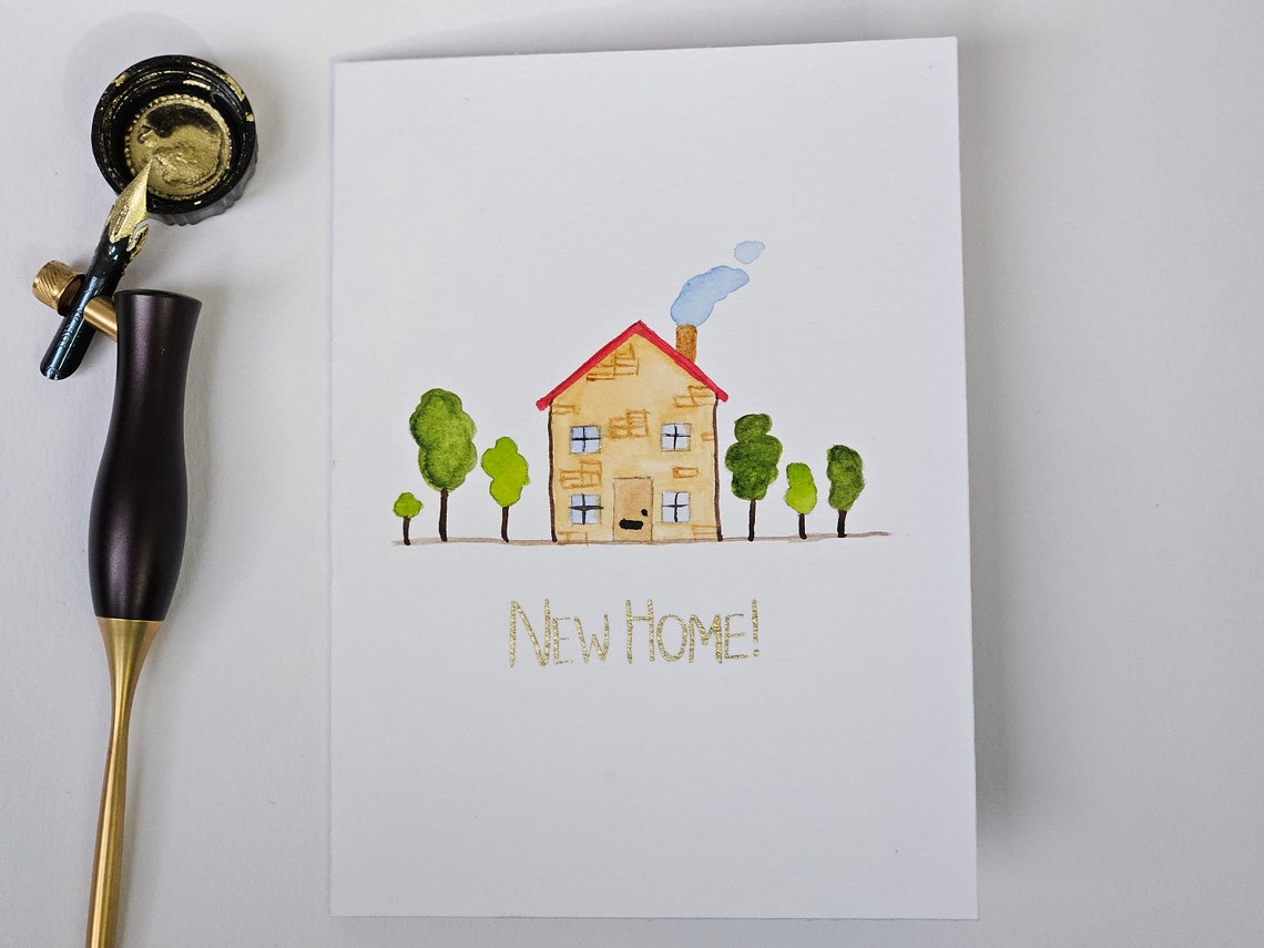 Handmade 'new Home' Watercolour Card - Etsy UK