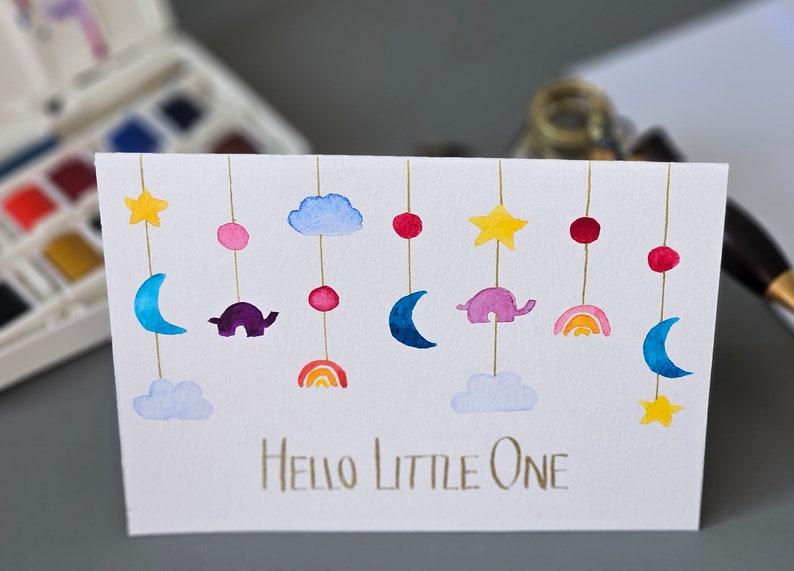 Handmade 'new Baby' Watercolour Card - Etsy UK