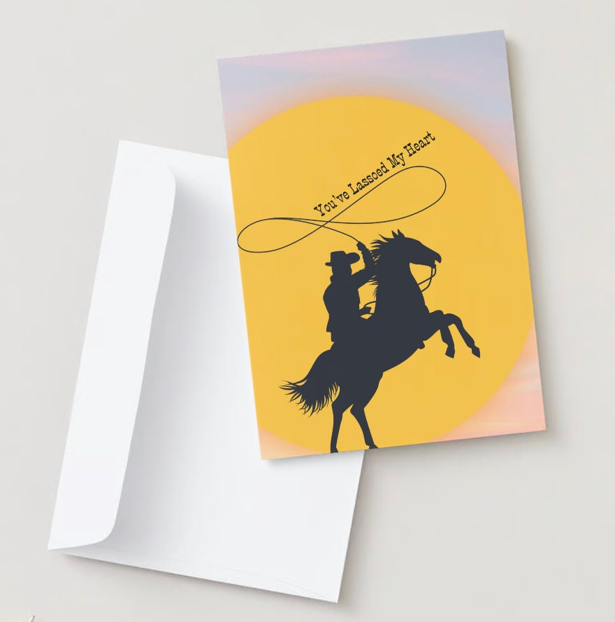 You've Lassoed My Heart Cowboy Valentine's Day Card (5" by 7") - Etsy