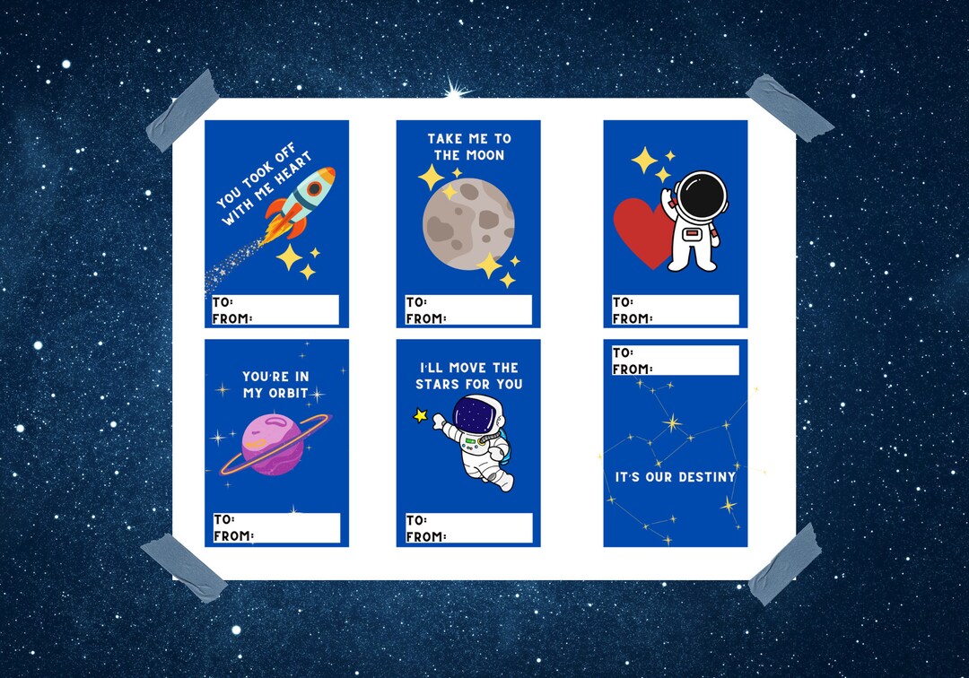 Space Astronaut Valentines Day Cards - Etsy