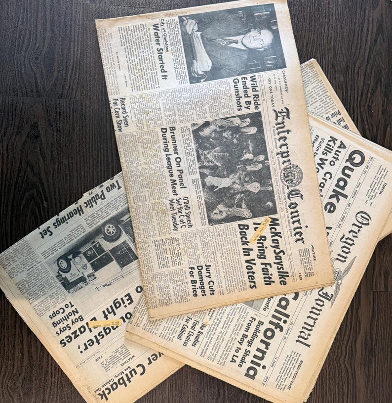 1/4 Lb Vintage Newspaper Lot: 1930s-1950s Ephemera for Scrapbooking ...