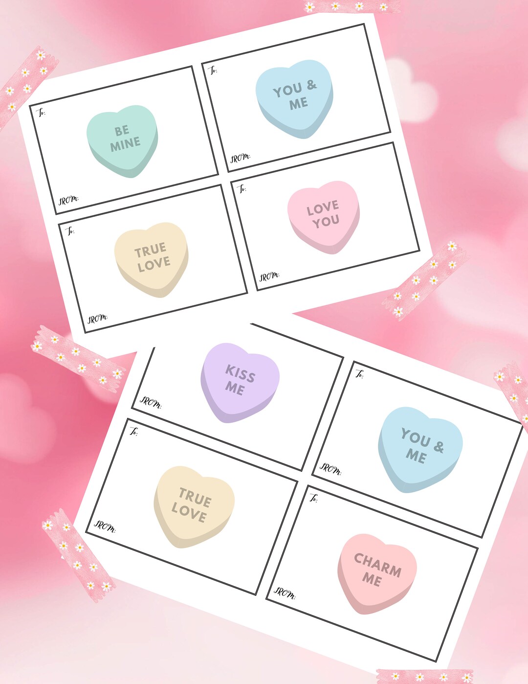 Be Mine Valentines Candy Heart Cards, Printable (PDF & PNG) - Etsy