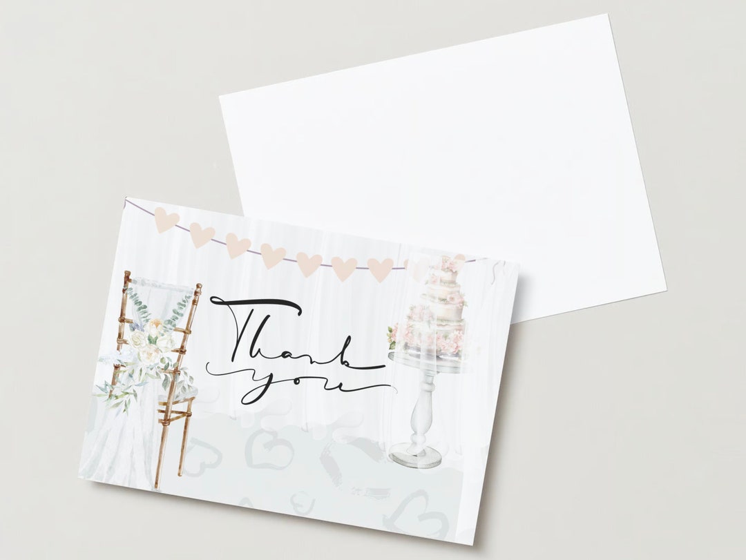 Wedding Cake and Scenery Thank You Card (7" by 5") - Etsy