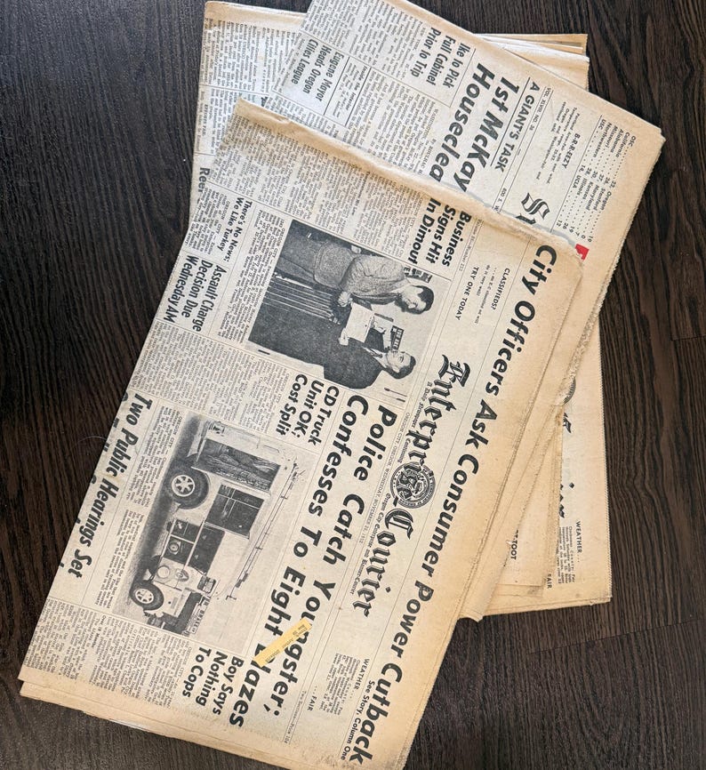 1/4 Lb Vintage Newspaper Lot: 1930s-1950s Ephemera for Scrapbooking ...