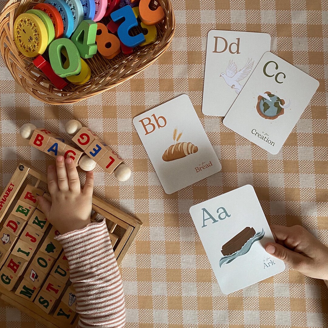 Alphabet Flashcards, Bible Flashcards, Homeschool Flashcards, Bible Abc ...