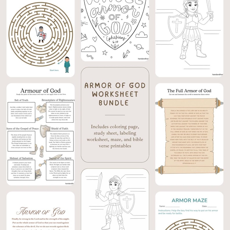 Armor of God Worksheets, Armor of God Bundle, Christian Activity for ...
