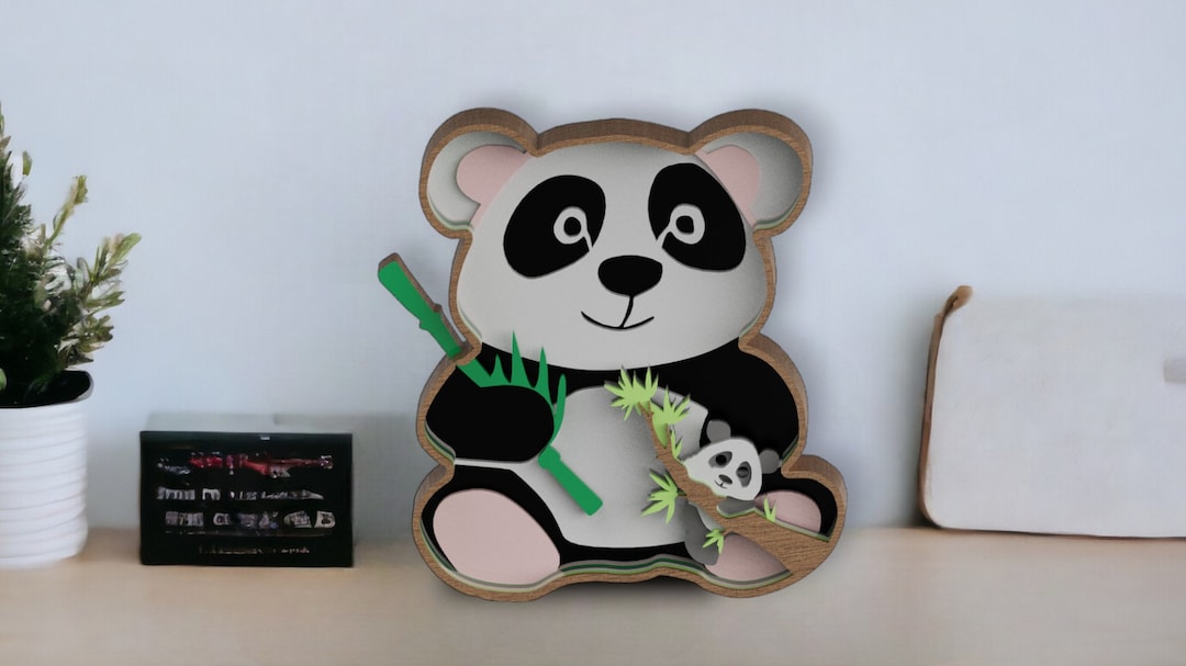 Panda Svg,dxf-laser Cut Files- 8 Multilayer Art Piece for Glowforge,pdf ...