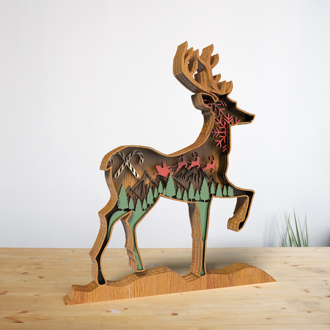 Deer Svg,dxf-laser Cut Files- 6 Multilayer Art Piece for Glowforge,pdf ...