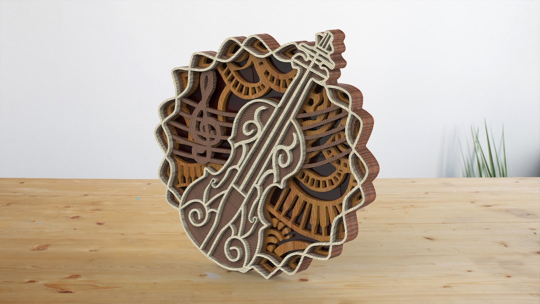 Violin Svg,dxf-laser Cut Files- 4 Multilayer Art Piece for Glowforge ...