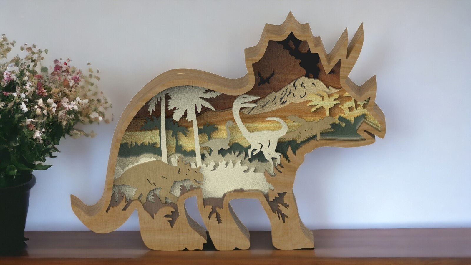 Dinosaur Svg,dxf-laser Cut Files- 11 Multilayer Art Piece for Glowforge ...