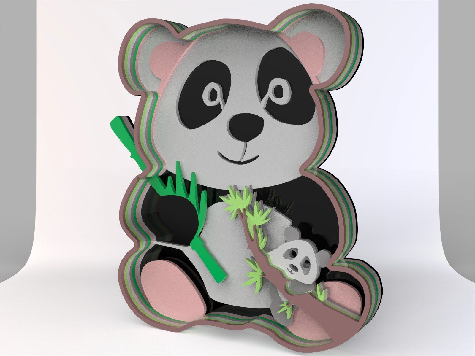 Panda Svg,dxf-laser Cut Files- 8 Multilayer Art Piece for Glowforge,pdf ...