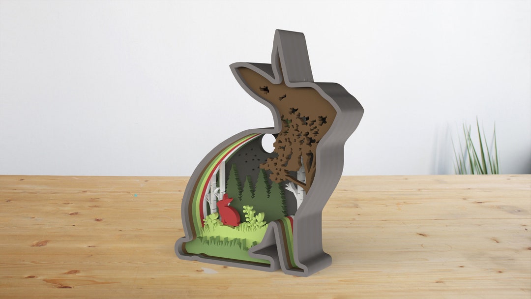 Rabbit Svg,dxf-laser Cut Files- 8 Multilayer Art Piece for Glowforge ...