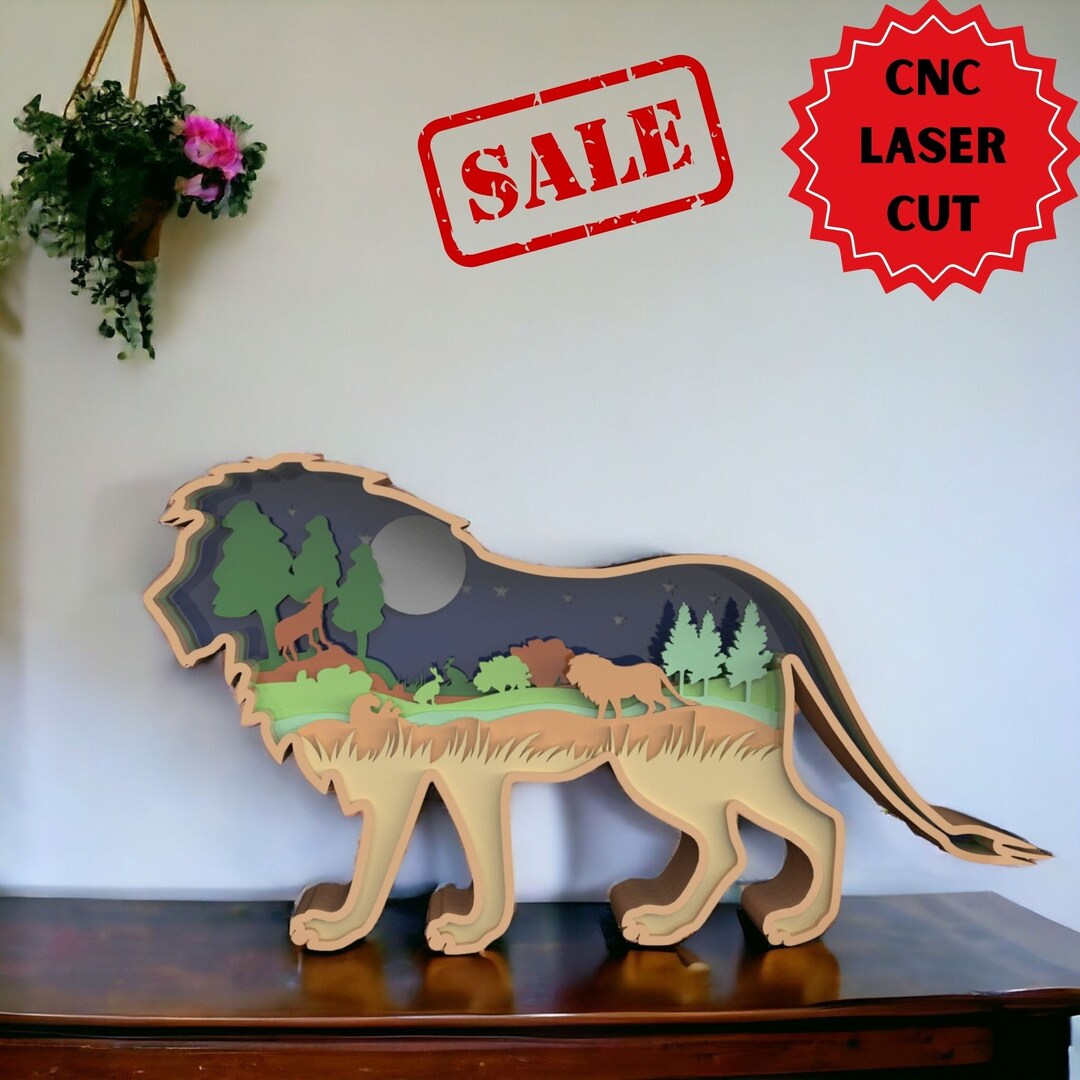 Lion Svg,dxf-laser Cut Files- 10 Multilayer Art Piece for Glowforge,pdf ...