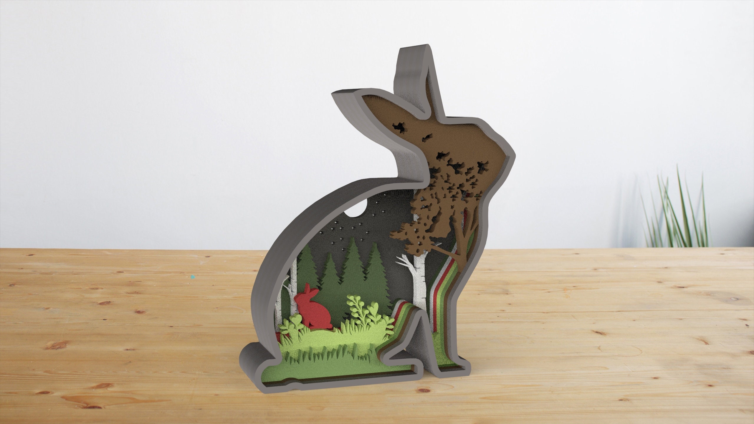 Rabbit Svg,dxf-laser Cut Files- 8 Multilayer Art Piece for Glowforge ...
