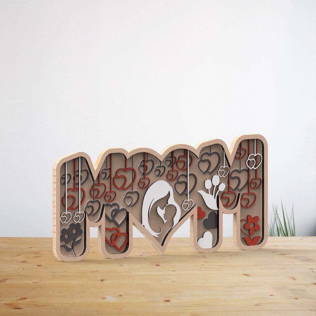 Mom Svg,dxf-laser Cut Files- 5 Multilayer Art Piece for Glowforge,pdf ...