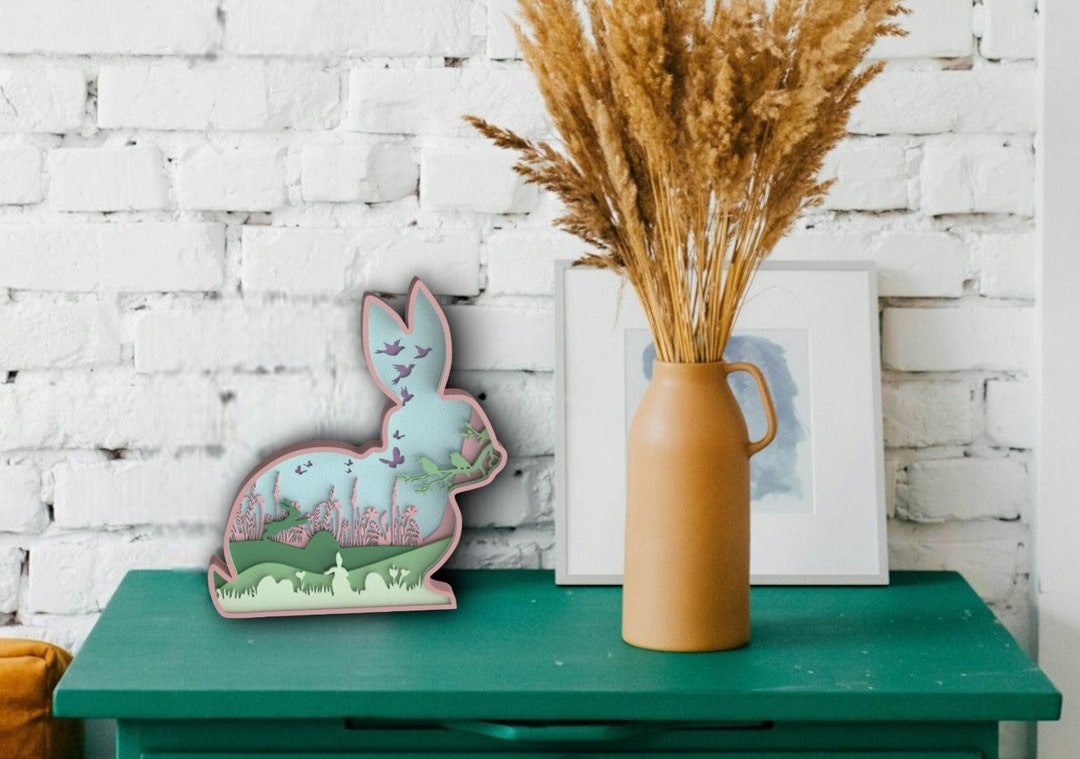 Rabbit Svg,dxf-laser Cut Files- 7 Multilayer Art Piece for Glowforge ...