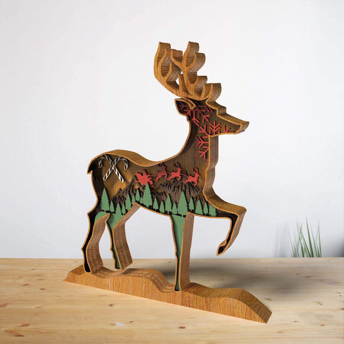 Deer Svg,dxf-laser Cut Files- 6 Multilayer Art Piece for Glowforge,pdf ...