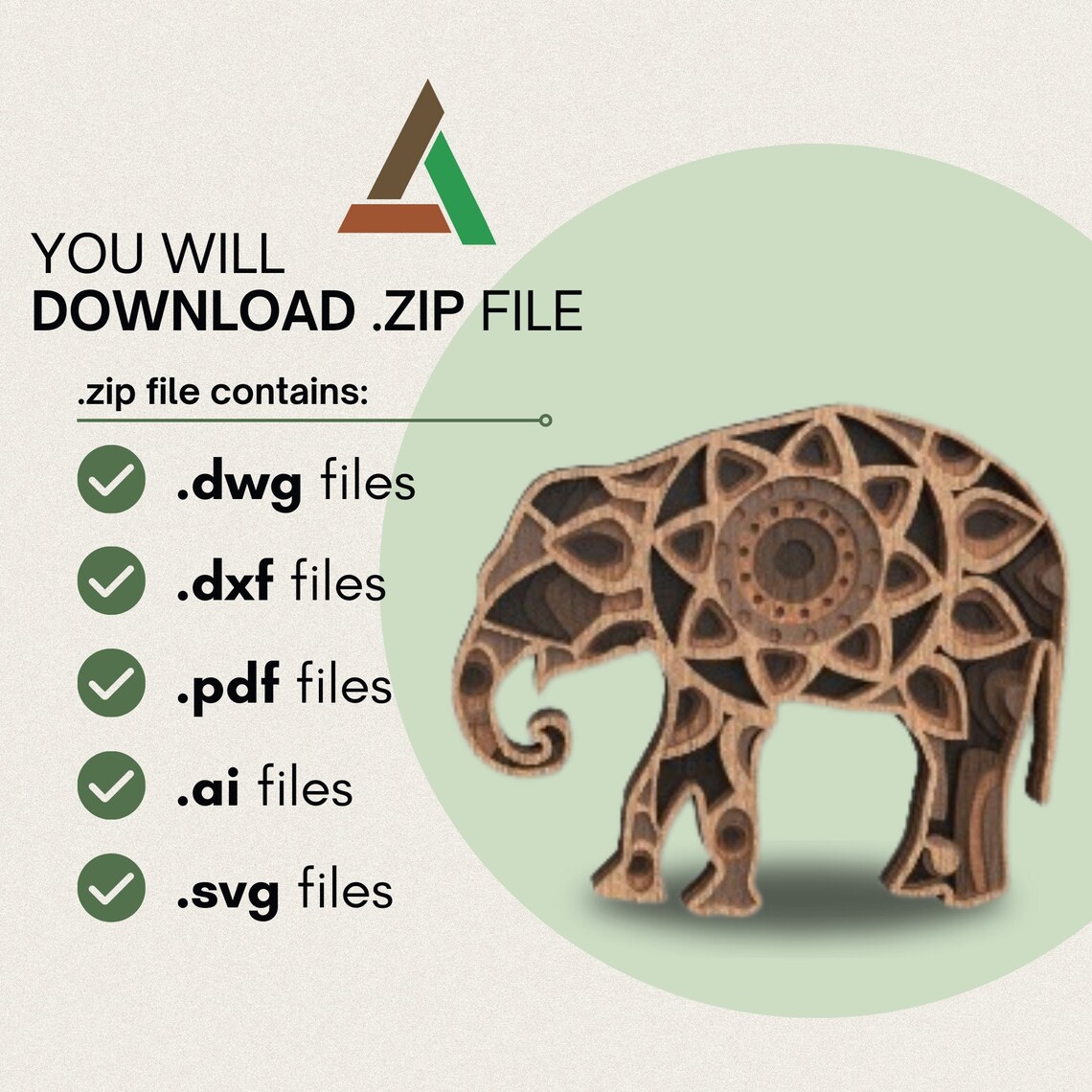 Elephant Svg,dxf-laser Cut Files- 6 Multilayer Art Piece for Glowforge ...