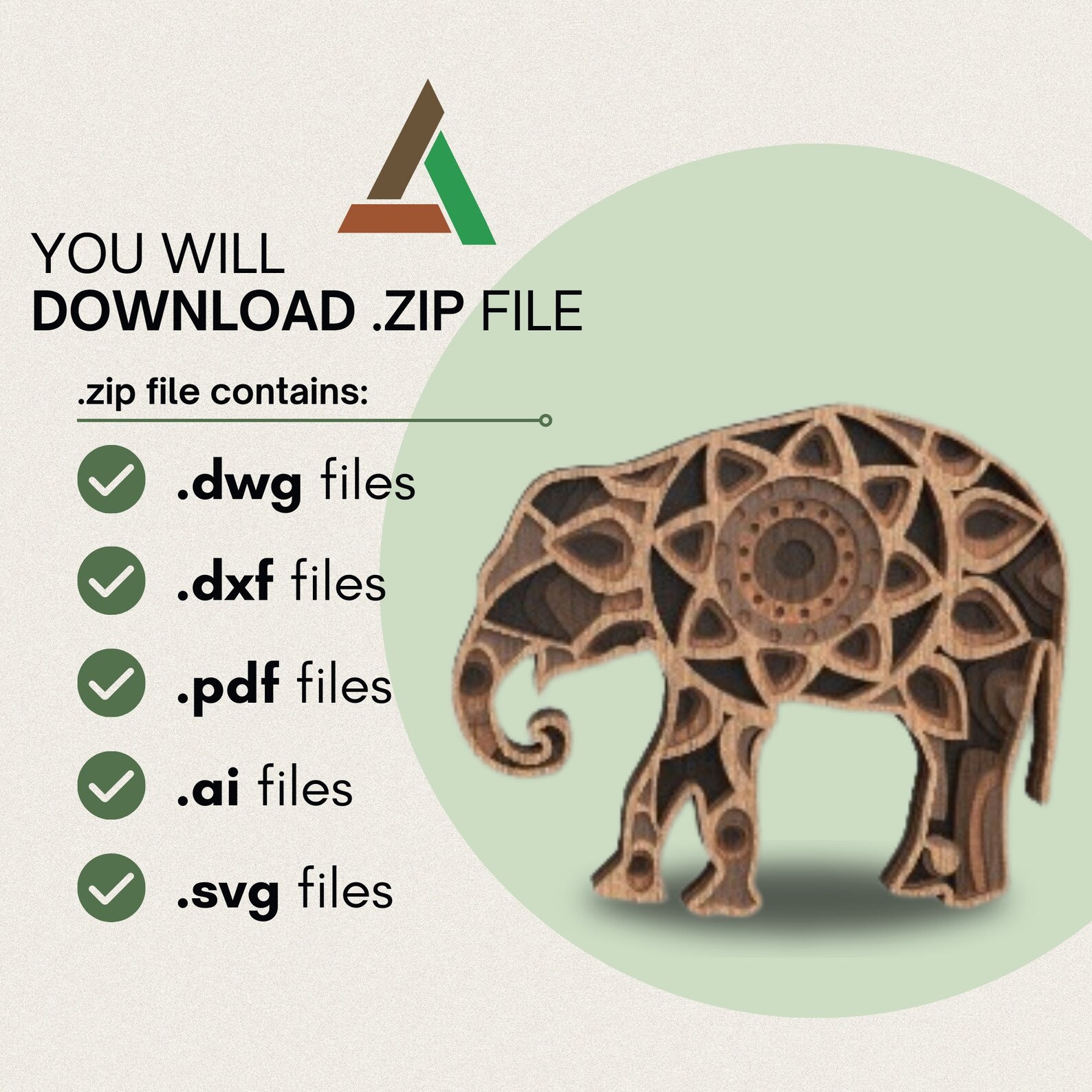 Elephant Svg,dxf-laser Cut Files- 6 Multilayer Art Piece for Glowforge ...