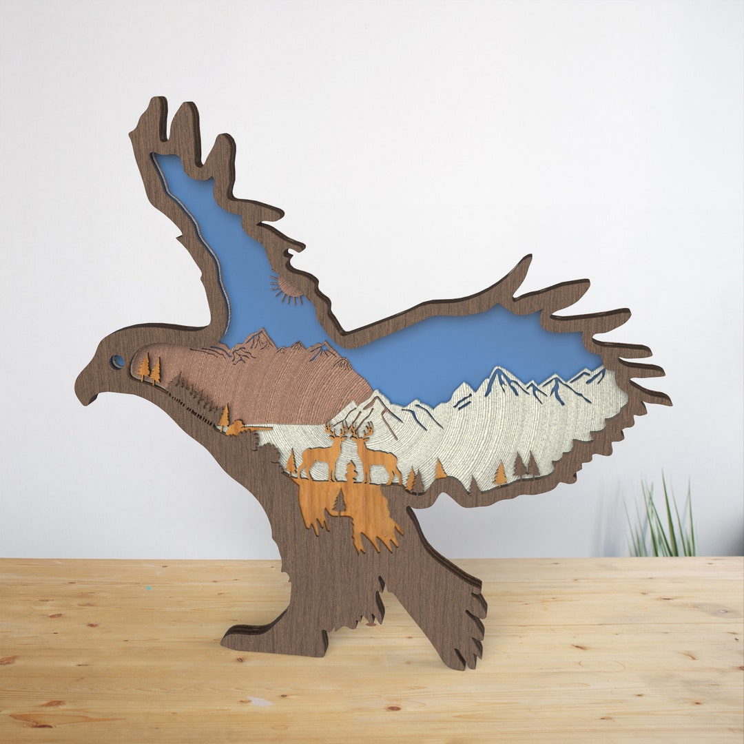 Eagle Svg,dxf-laser Cut Files- 6 Multilayer Art Piece for Glowforge,pdf ...