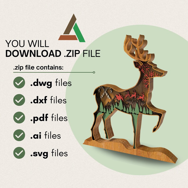 Deer Svg,dxf-laser Cut Files- 6 Multilayer Art Piece for Glowforge,pdf ...