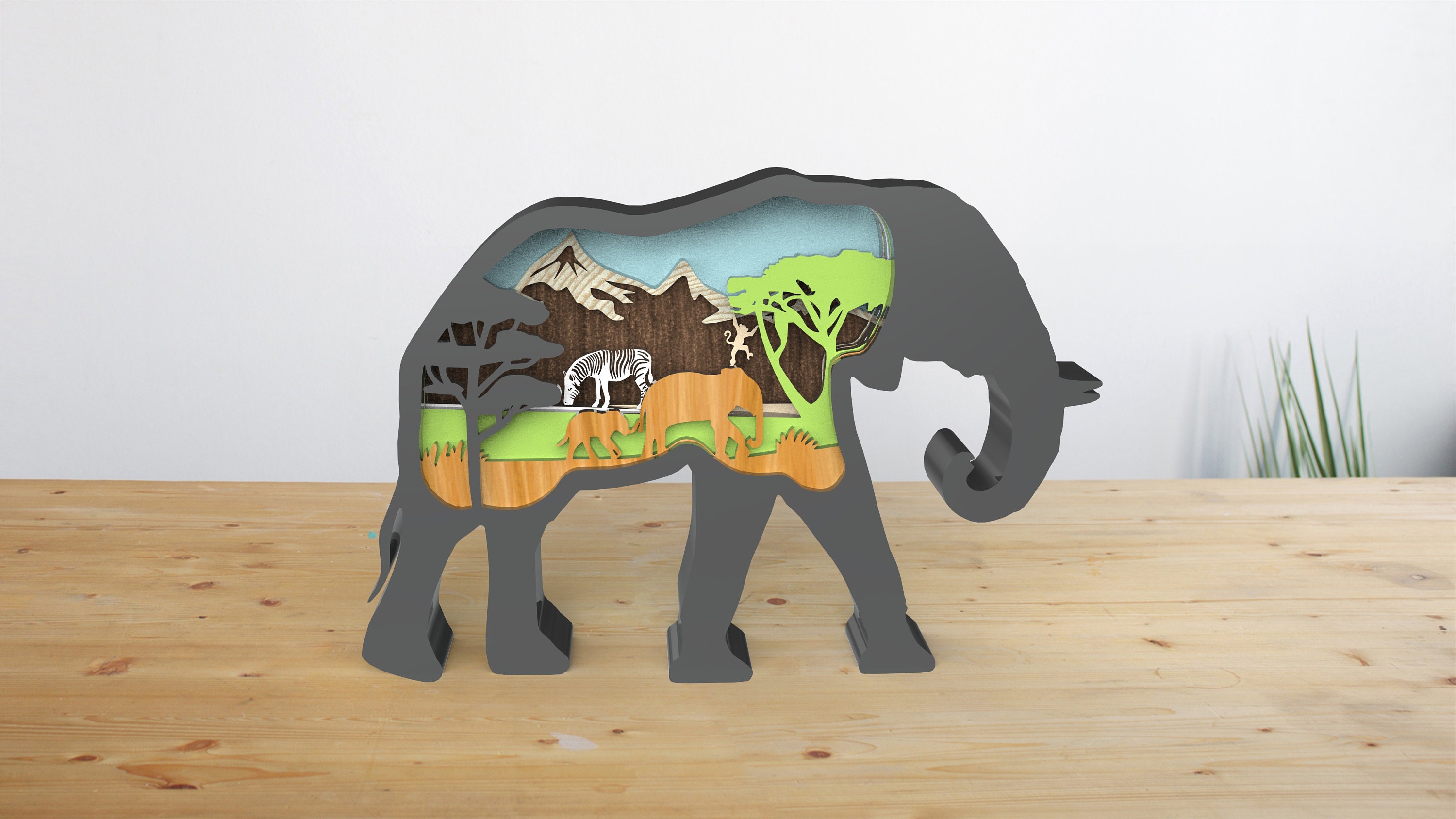 Elephant Svg,dxf-laser Cut Files- 8 Multilayer Art Piece for Glowforge ...