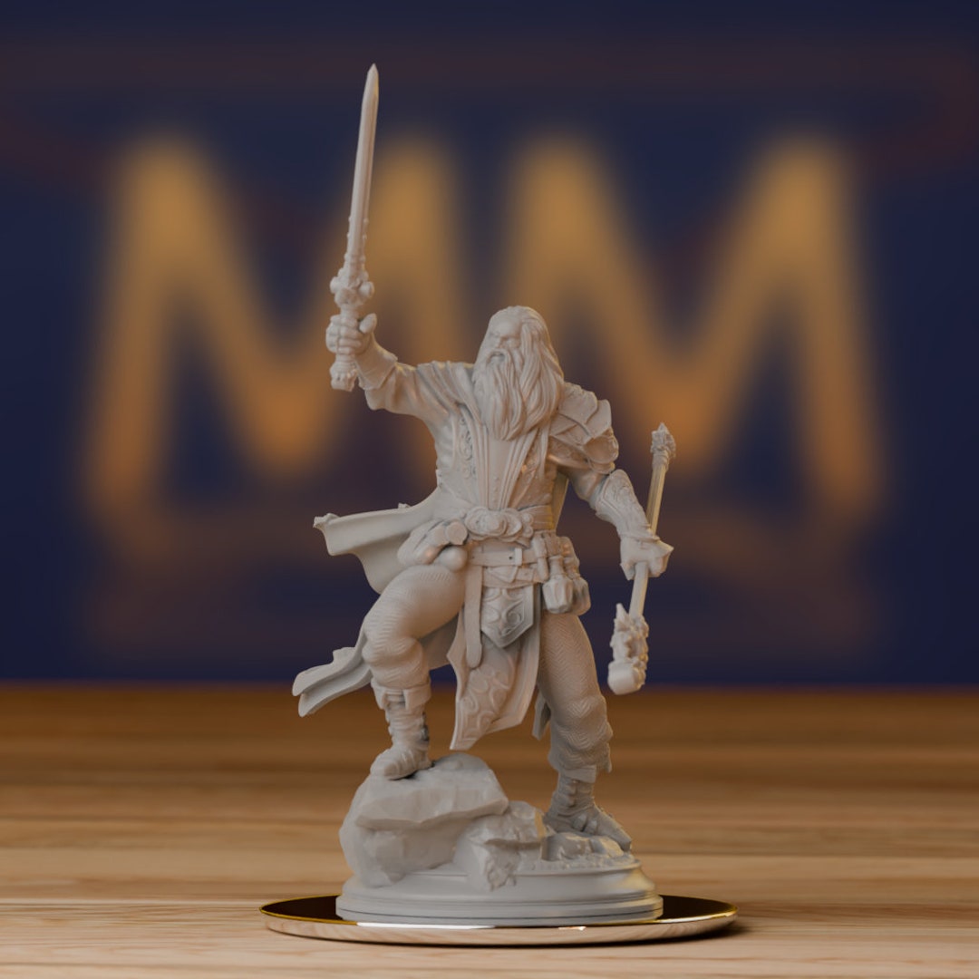 Human Paladin Miniature Male Wizard Mini Dungeons and Dragons RPG ...