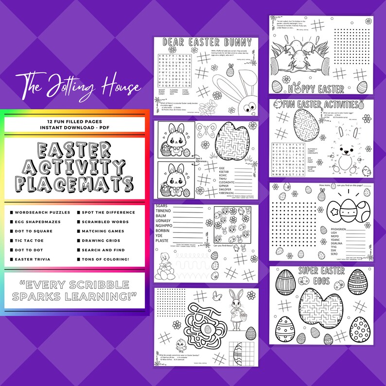 Easter Activity Placemats, Coloring Sheets, Kids Activity, Easter ...